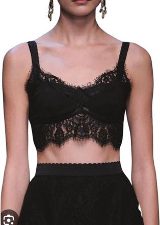 Dolce & Gabbana Sicily Black LACE Satin Top Size S