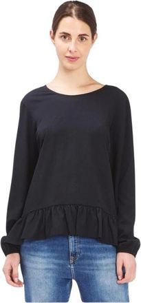 Gas Gas, Femme, Tops, Noir, Taille: 38 FR T-Shirt &agrave; Manches Longues en Polyester