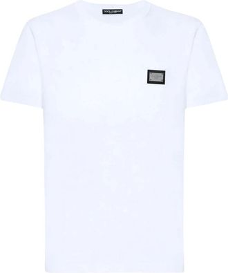 Dolce & Gabbana Homme, Tops, Blanc, Taille: M T-shirt en coton