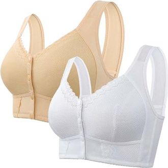Generic Soutien-gorge de sport grande taille pour femme, soutien-gorge Moona 2X pour seniors, fermeture sur le devant, soutien-gorge respirant pour personnes 