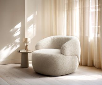 DELIFE Loungesessel Nova 88x88 cm Teddystoff Beige, Cocktailsessel