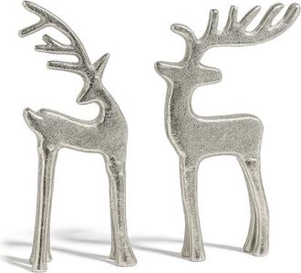 Com-Four 2X Sculpture de Renne - Figurine d&eacute;corative en Aluminium - &Eacute;l&eacute;gante d&eacute;co de No&euml;l pour la Maison - Statue en m&eacute;tal pour lHiver [Variante al&eacute;atoire]