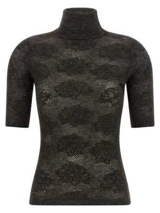 Brunello Cucinelli Openwork Silk Blend Sweater - Brown
