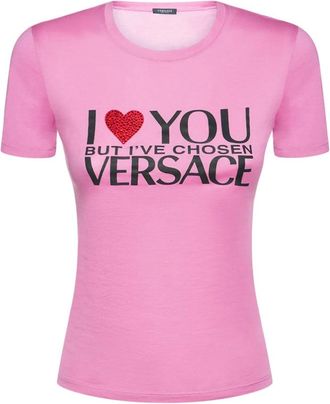 Versace Femme, Tops, Rose, Taille: 40 FR I Love You T-shirt
