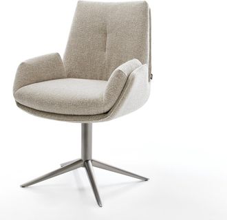 DELIFE Drehstuhl Clea-Flex Webstoff Soft Beige Fu&szlig;kreuz Graphit 360&deg; drehbar Wippfunktion, Esszimmerst&uuml;hle