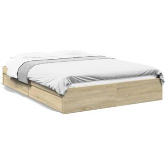 vidaXL Cadre de lit &agrave; tiroirs ch&ecirc;ne sonoma 160x200cm bois ding&eacute;nierie