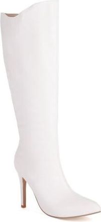 Generic Escarpins à talon aiguille à bout pointu pour femme - Chaussures larges à enfiler - Bottes montantes tendance pour les loisirs et les fêtes, blanc, 39