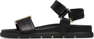 Loriblu Femme, Chaussures, Noir, Taille: 40 EU Sandales Plates en Cuir Nappa avec Boucle Logo