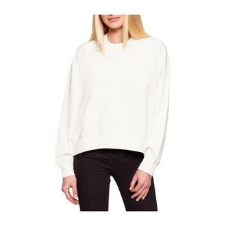 Elisabetta Franchi Femme, Sweatshirts et sweats &agrave; capuche, Blanc, Taille: 38 FR SweaT-shirt en coton avec logo en relief