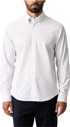GANT Chemise habill&eacute;e &agrave; carreaux en serg&eacute; - Homme - Chemises - Blanc - Taille: L