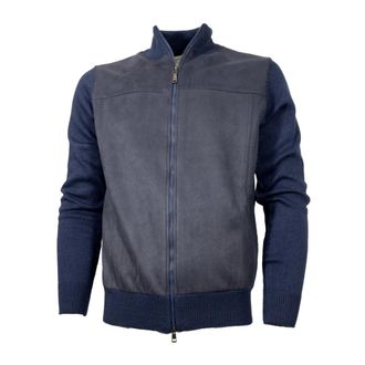 Cashmere Company Blauer Kaschmir und Woll Cardigan - - Knitwear - Herren - Blau - 2XL