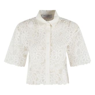 Ermanno Scervino Wei&szlig;es Cropped-Shirt mit Allover-Stickerei - - Blouses & Shirts - Damen - Wei&szlig; - 2XS
