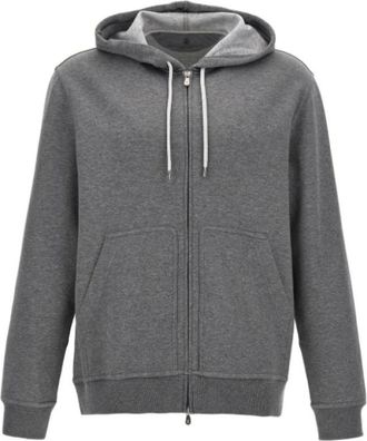 Brunello Cucinelli Homme, Sweatshirts et sweats &agrave; capuche, Gris, Taille: XL Sweat &agrave; capuche zipp&eacute;