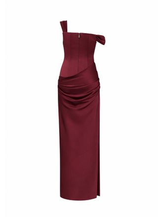 Alex Perry Womens Dress Port Satin Crepe Bordeaux Acetate
