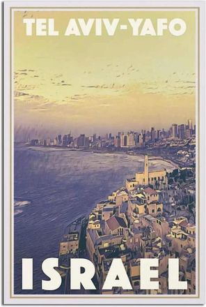 Generic Leinwand Poster Tel Aviv-Yafo Israel Vintage Reise Poster Retro Wand Kunst Zimmer Dekor Home Dekoration Ungerahmt 30x45cm