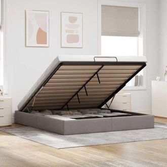 vidaXL VidaXL Cadre de lit ottoman sans matelas taupe 200x200 cm tissu