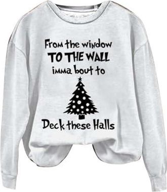 Generic Pull de Noël pour femme - Chemises de Noël amusantes et moches - Imprimé graphique festif - Pull à manches longues - Style décontracté - Pour fêtes de