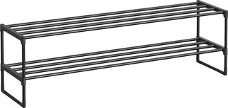 Songmics Schuhregal 2 Ebenen, Schuhständer Metall, Schuhaufbewahrung, Schuh-Organizer, aufrecht oder umgedreht, für 15-18 Paar Schuhe, stapelbar, Flur, 30 x 11