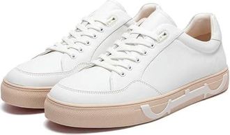 Generic ZBDP Chaussures décontractées en cuir pour homme Noir Blanc Plat Respirant Massage Confortable Baskets décontractées, blanc, 38.5 EU