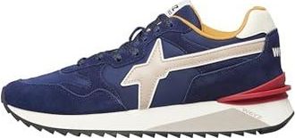 W6YZ Baskets en Tissu Technique et suède, Bleu Marine-Rouge- 43