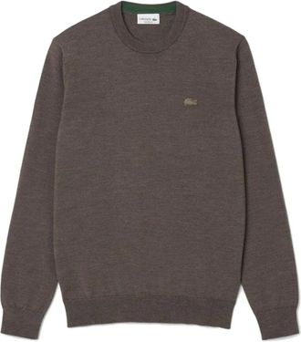 Lacoste Homme, Pulls, Brun, Taille: 3XL Pull Col Rond en Laine Mérinos