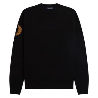 Fred Perry Reissues Laurel Wreath Rundhals-Strickpullover - - Knitwear - Herren - Schwarzk - L