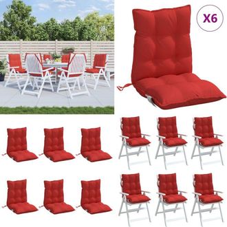 vidaXL Niedriglehner-Auflagen 6 Stk. Rot Oxford-Gewebe - Niedriglehner Auflagen - Gartenstuhlkissen - Oxford Stoff - Wasserabweisend - Rutschfeste Auflagen