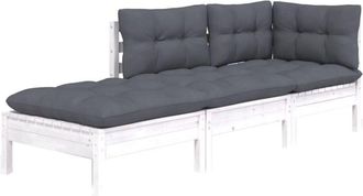 vidaXL Salon de jardin 3 pcs avec coussins Bois de pin massif