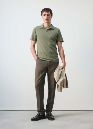 Mango Polo piqu&eacute; slim-fit kaki - Homme - XXL - MANGO MAN