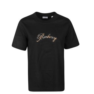 Burberry Logo Print Crew Neck T-Shirt - - Tops - Damen - Schwarzk - XS