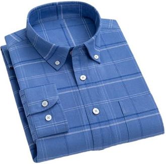 Generic Chemise en coton Oxford à manches longues pour homme, chemise habillée boutonnée polyvalente coupe standard, T0c17-13, XL