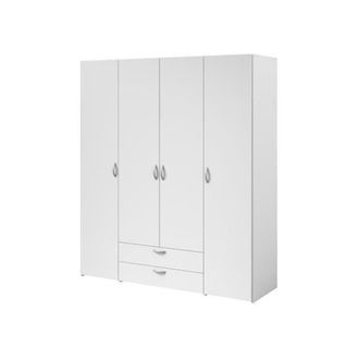 Parisot Varia -Garderobe - Weißes Dekor - 4 Scharnier -Türen + 2 Schubladen - L 160 x H 185 x D 51 cm - Parisot