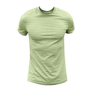 Generic T-shirt ray&eacute; pour homme - T-shirt d&eacute;contract&eacute; &agrave; manches courtes - En coton doux - Haut ray&eacute; - Col rond, bleu ciel, XXL