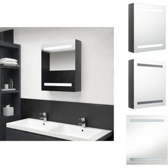 vidaXL LED-Spiegelschrank f&uuml;rs Bad Gl&auml;nzend Grau 50x14x60 cm - LED-Spiegelschrank - Badezimmerm&ouml;bel - Wandspiegel - Make-up-Tisch - Badespiegel