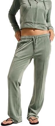 Juicy Couture Tina Track Pants Samtige Sweathose Trainingshose mit Kordelzug Jogger für Sport Freizeit Fitness in Versch. Farben Pantalon décontracté, Vert Chinois,