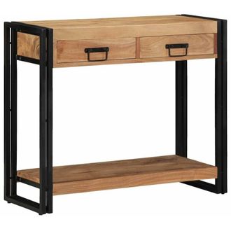 vidaXL Konsole Schwarz 90x33x75 cm Massivholz Akazie und Metall - Vidaxl