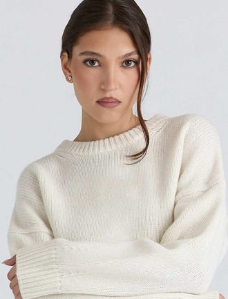 House of CB Bear - Grobstrickpullover aus Wolle in Elfenbeinwei&szlig;