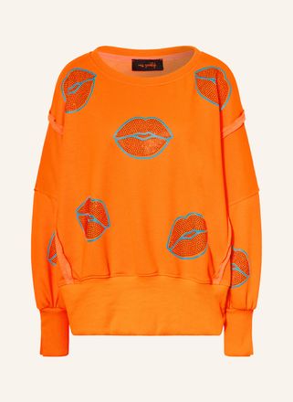 Miss Goodlife Miss Goodlife Oversized-Sweatshirt Mit Schmucksteinen orange