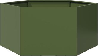 vidaXL Vidaxl - Jardini&egrave;re vert olive hexagone 104x90x45 cm acier