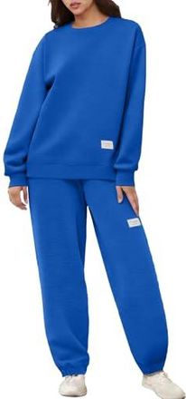 Generico Combinaison compl&egrave;te pour femme, homme, sport, 2 pi&egrave;ces, couleur unie, col rond minimaliste, &eacute;l&eacute;gant, d&eacute;contract&eacute;, l&eacute;ger, incurv&eacute;, sans capuche, panta