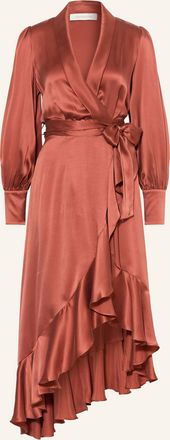 Zimmermann Wickelkleid Aus Seide Mit Volants rosa