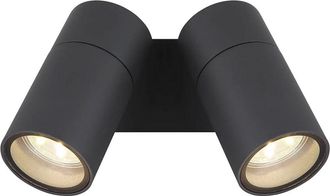 Globo Lighting Wandlampe Wandleuchte Aluminium Gartenleuchte Wandstrahler Wandspot 2 flammig verstellbar, Aluminium anthrazit, 2x GU10 Fassungen, BxH 15x11,8 cm