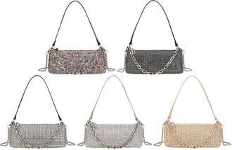 Generic Sac de soir&eacute;e en strass pour femmes avec bandouli&egrave;re en cha&icirc;ne pour f&ecirc;te de mariage (color&eacute;)