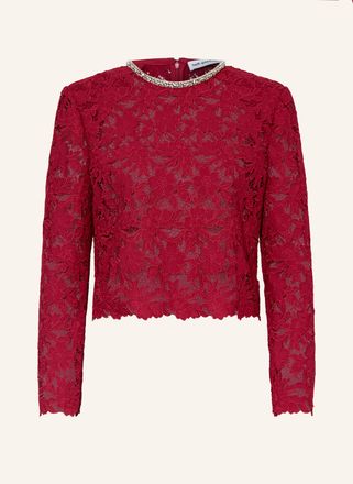 Self Portrait Self-Portrait Blusenshirt Aus Spitze Mit Schmucksteinen rot