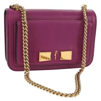 Ferragamo Sac bandouli&egrave;re en cuir Pre-owned - Femme - Pre-owned - Violet - Taille: ONE Size