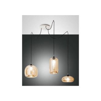 Fabas Luce Fabas Luce Lighting - Lustre suspendu Fiona led en m&eacute;tal et verre souffl&eacute; ambr&eacute; 3496-47-125 Fabas Luce
