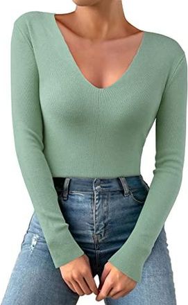 Generic sous Pull Femme Haut Thermique Femme sous Pull Thermique Femme Doux Glamour Pull Laine Col Rond Manches Longues Tricot C&ocirc;tel&eacute; Doux Chaud Et Tendance A