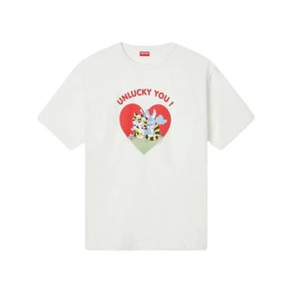 Kenzo Homme, Tops, Blanc, Taille: 2XL T-shirt Imprim&eacute; Arc-en-ciel