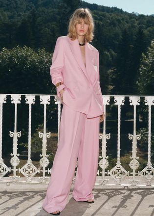 Mango Pantalon costume large rose - Femme - 34 - MANGO