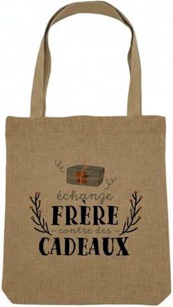 Fabulous Sac Shopping Tote Bag Aspect Lin - &Eacute;change Fr&egrave;re contre cadeaux Noel Hiver P&egrave;re Noel - Sac de Courses Toile Epaisse 360g Beige Naturel Cabas Port&eacute; Epa